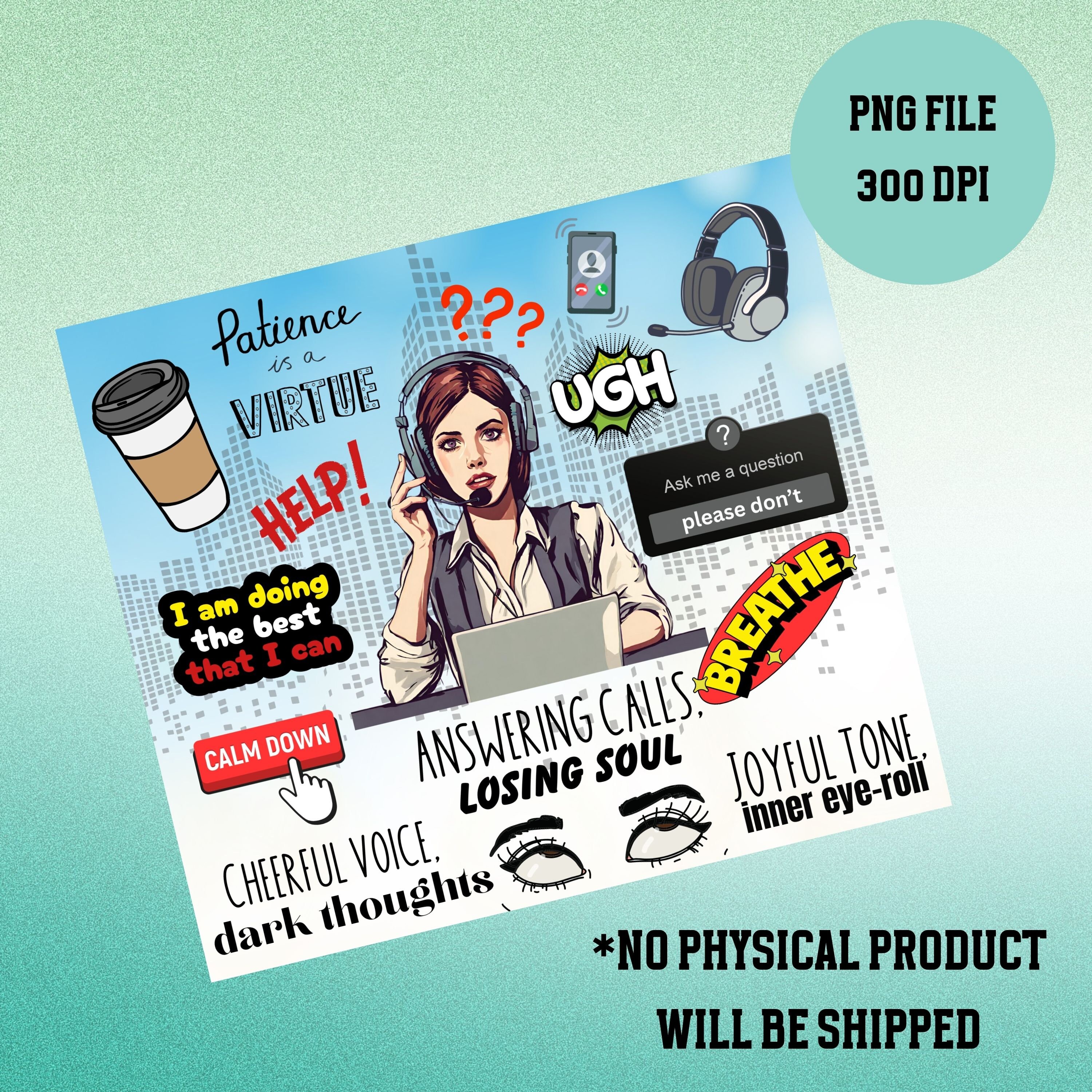 IT Helpdesk Tech Support Sublimation Tumbler Wrap 20 Oz Straight Skinny ...