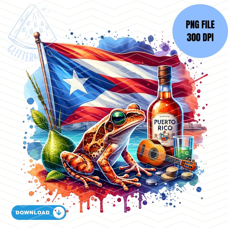 Puerto Rico Sublimation Design PNG Flag & Coqui Frog (digital Download ...