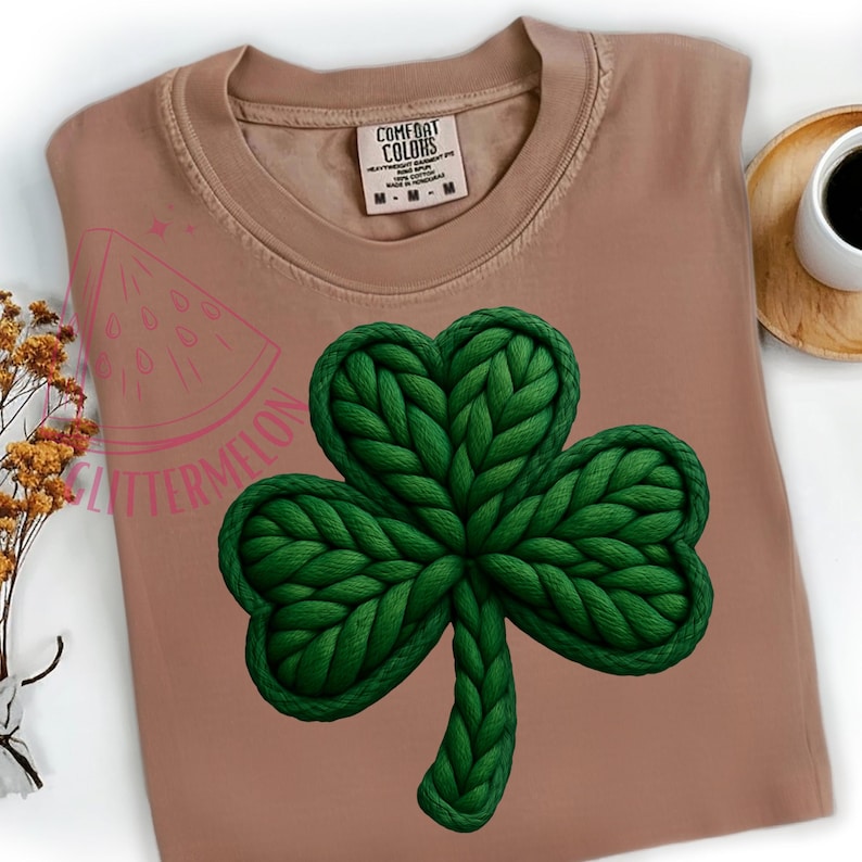 Knitted Shamrock PNG Sublimation Happy Saint Patrick's Day Faux Yarn ...
