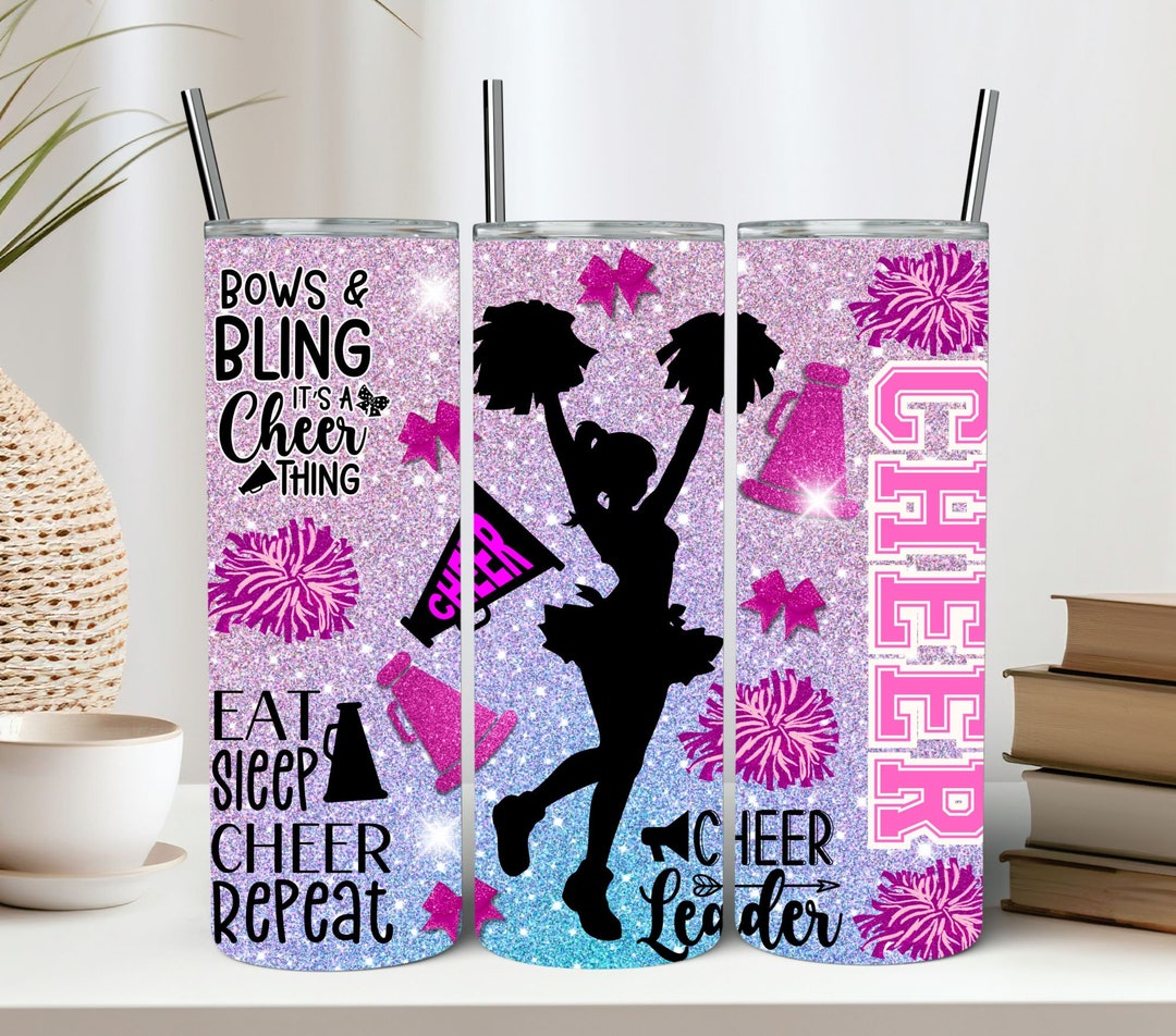 Cheerleader Tumbler Wrap, Pink Glitter Sublimation Design (20 Oz ...