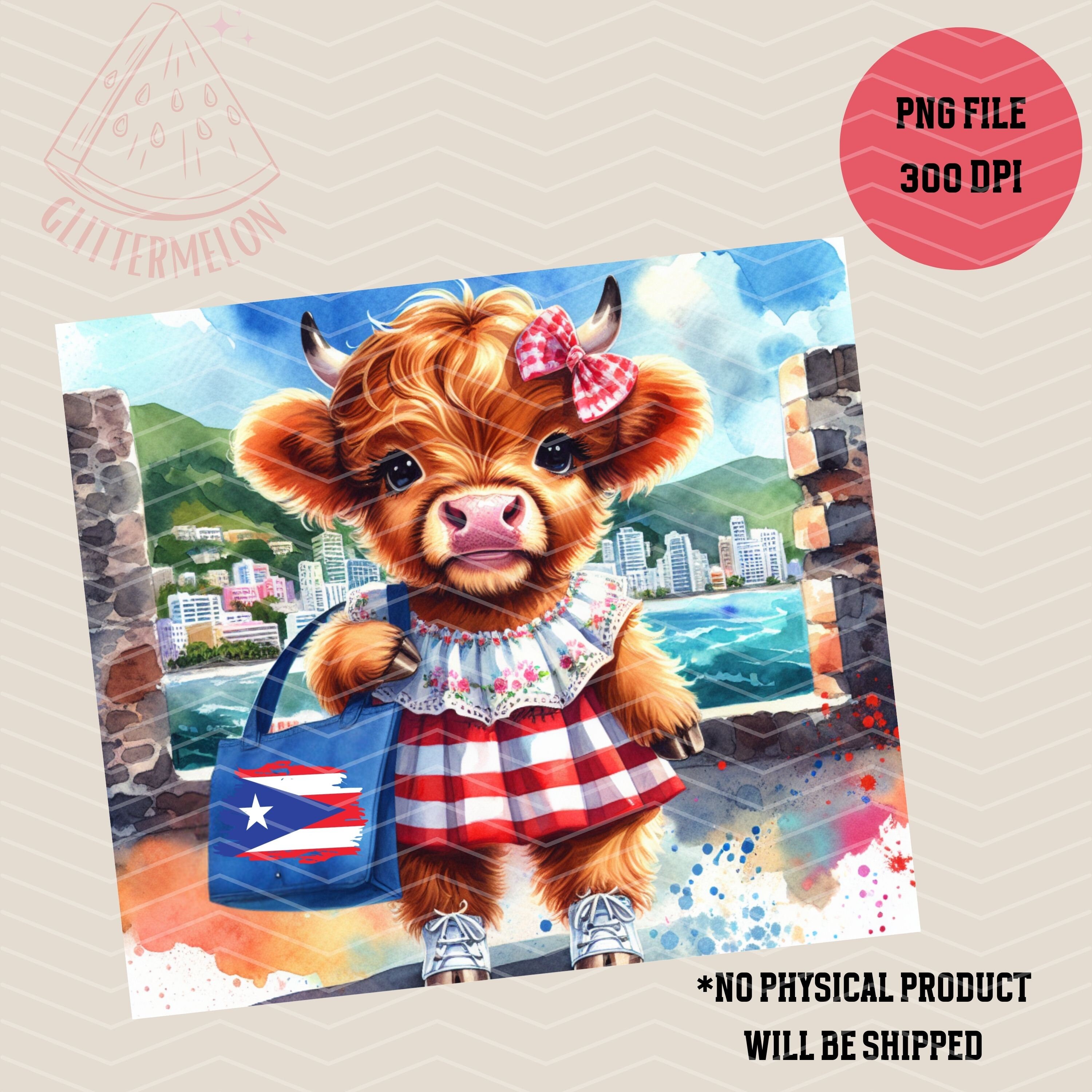 Highland Cow in Puerto Rico Sublimation Tumbler PNG 20 Oz Straight ...