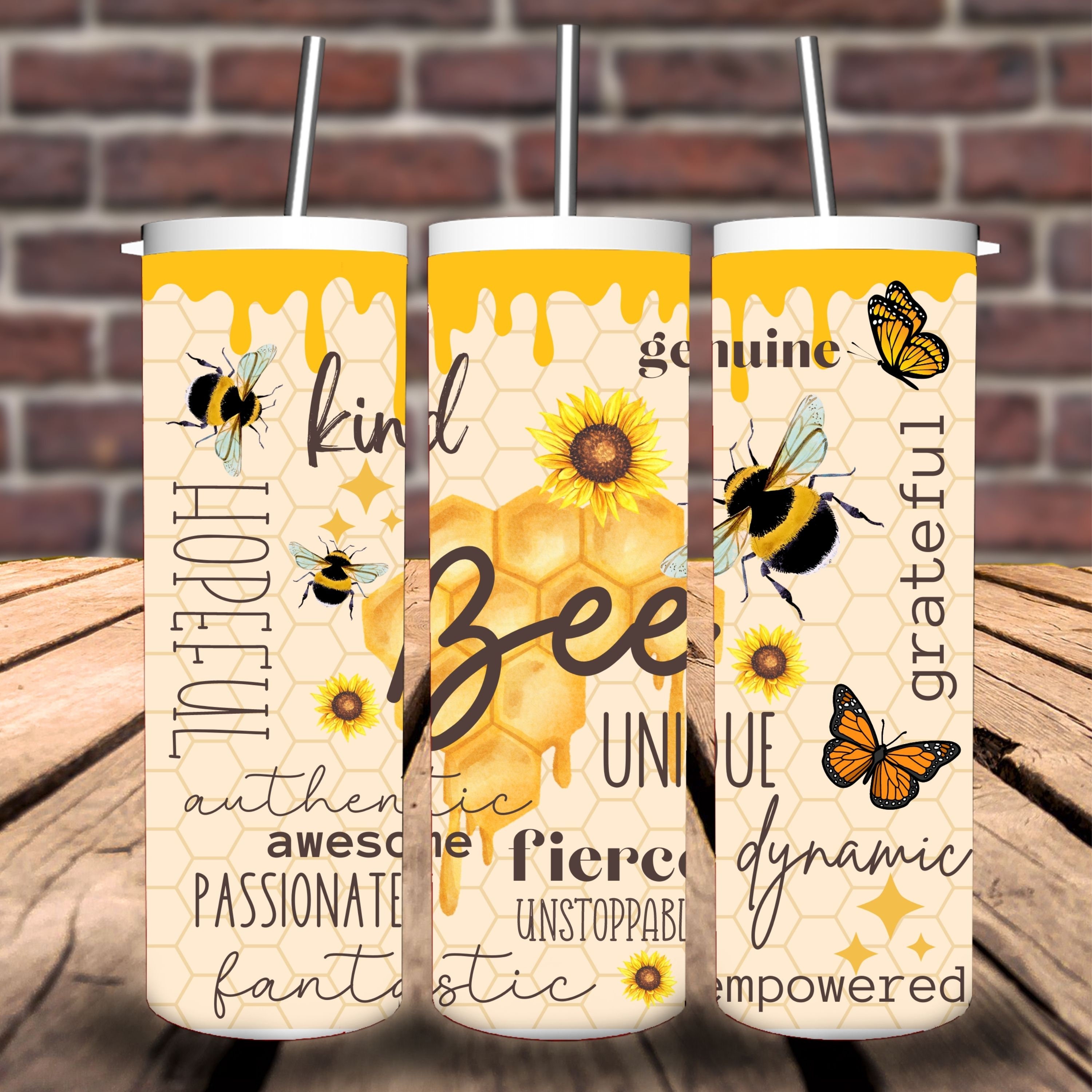 Sunflower Bee Positive Affirmations Sublimation Tumbler PNG Design 20 ...