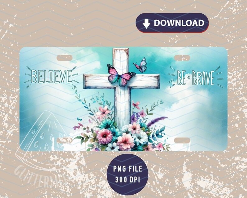 Cross License Plate PNG Sublimation Design Christian Religious Bible ...