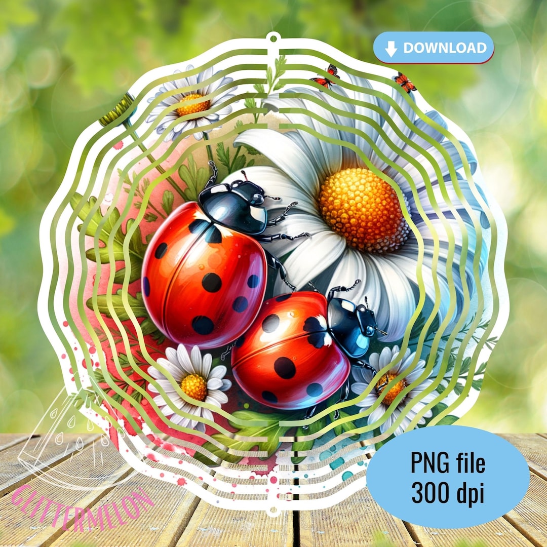 Ladybug Welcome Wind Spinner Sublimation Design PNG Spring Summer ...