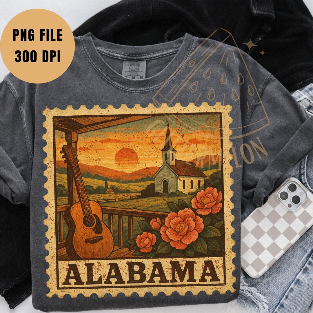 Alabama Stamp PNG Sublimation Alabama State Tshirt Alabama Gift Western ...