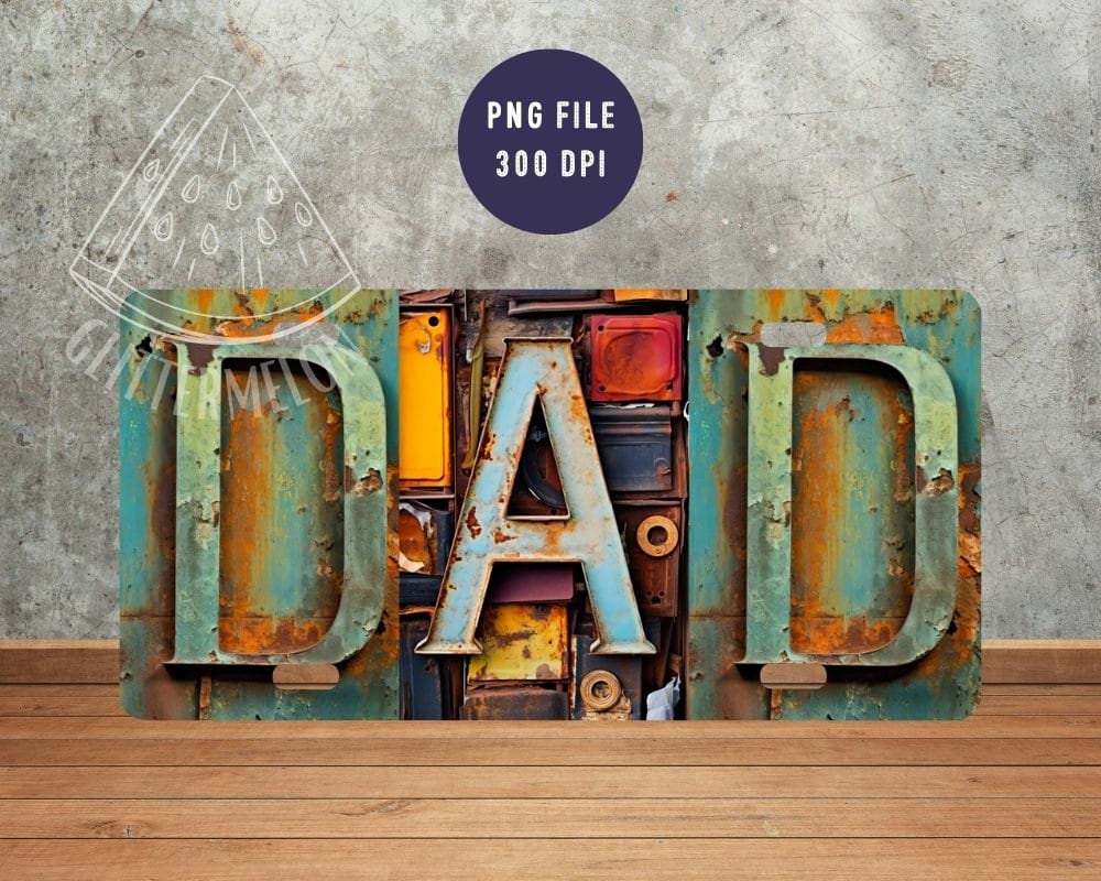 Dad License Plate Sublimation Design Vintage Rust License Plate PNG ...