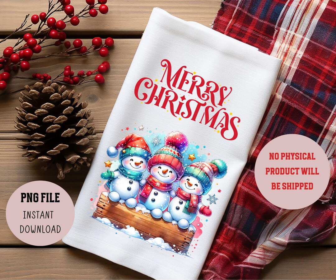 Snowman Kitchen Towel PNG Merry Christmas Kitchen Towel PNG Cute Hapy ...