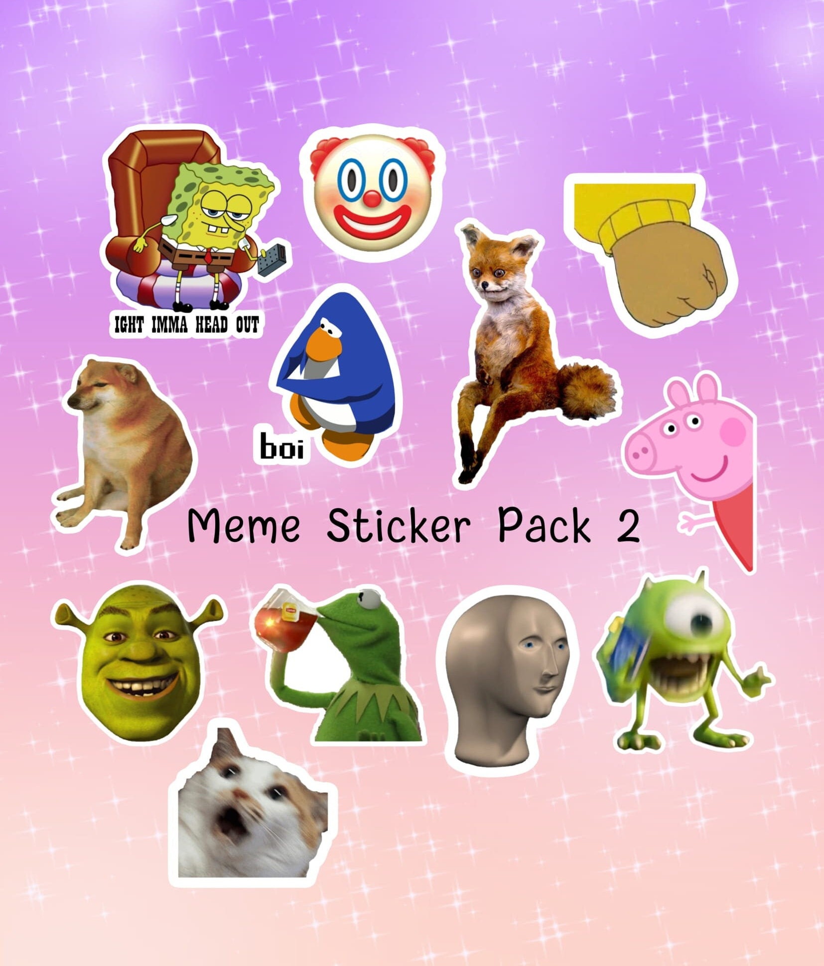 Meme Sticker Pack 2 12 Stickers Funny Memes Pick / | Etsy