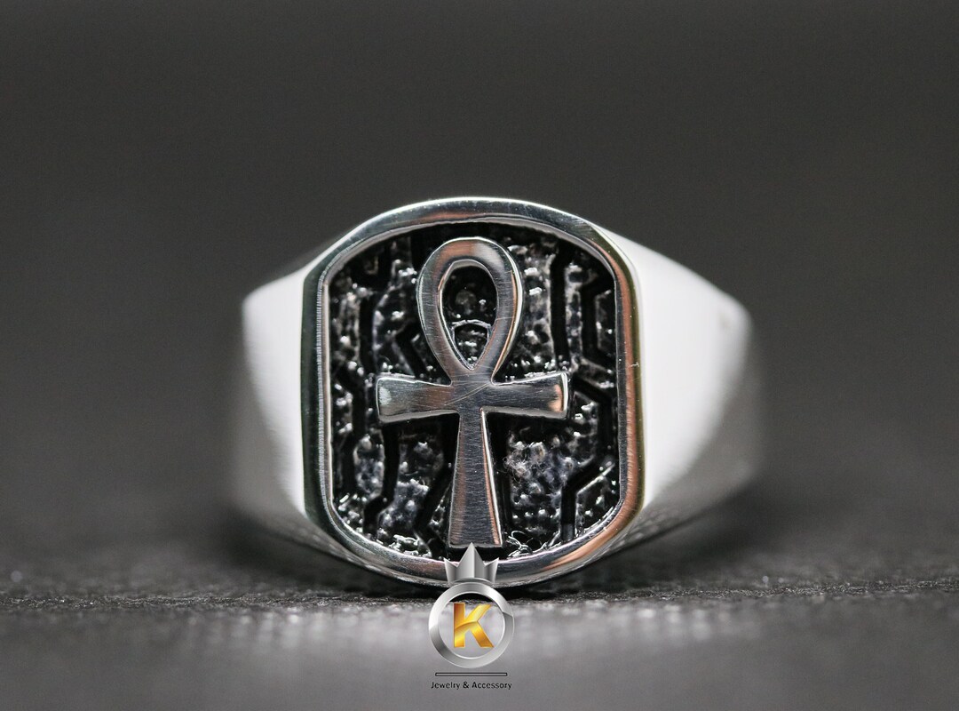 Ankh Ring Egyptian Ankh Ring Silver Ankh Ring Silver 925 Ankh Ring Flat ...