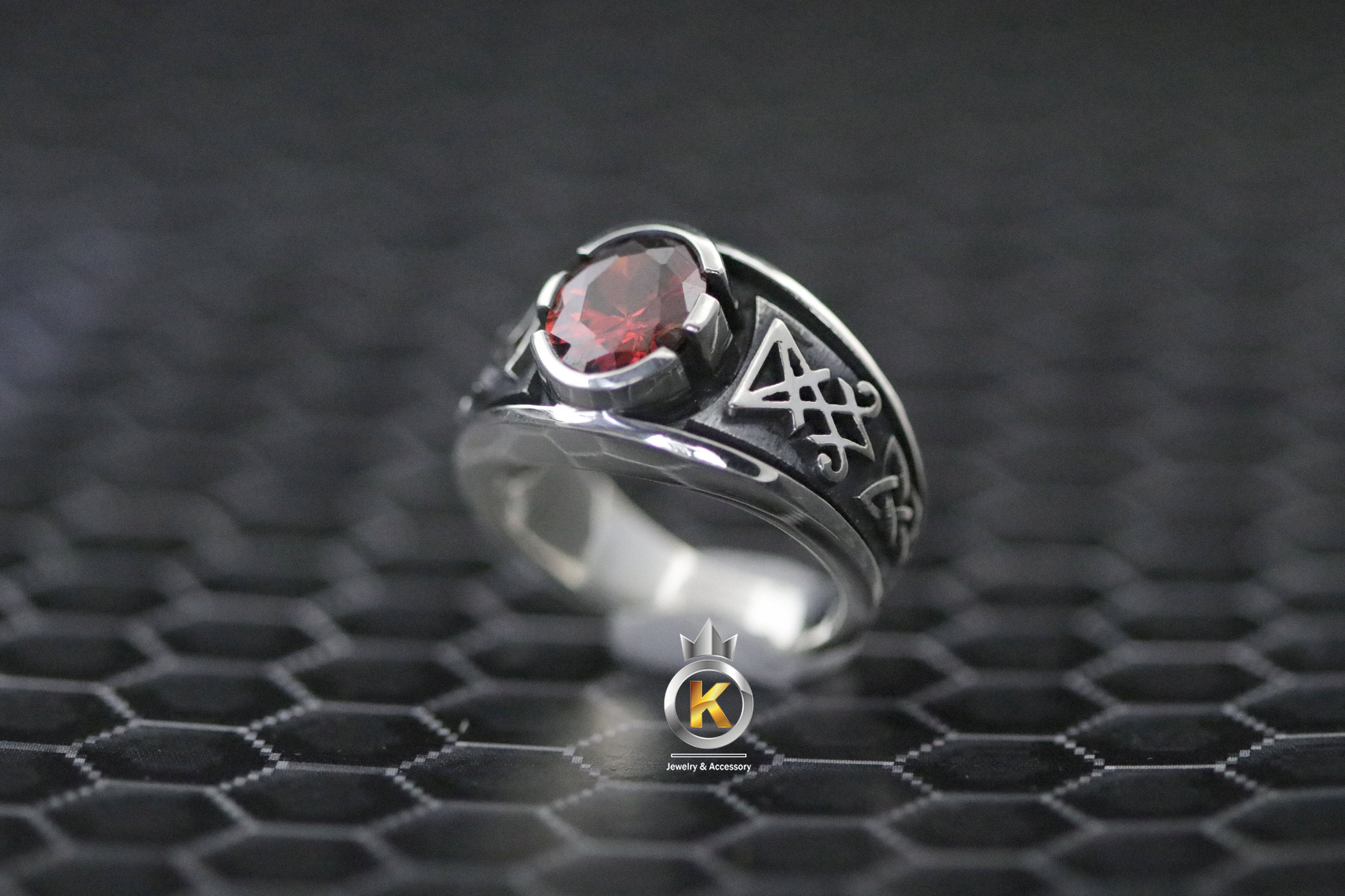 Sigil of Lucifer Ring Lucifer Red Stone Ring 925 Sterling - Etsy