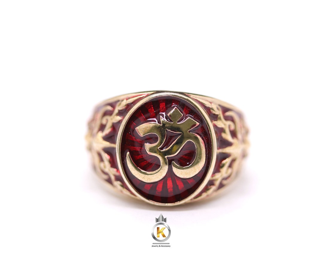 OHM Ring OHM Ganesha Ring OHM Ganesh Ring Brass Ring Red Enamel - Etsy