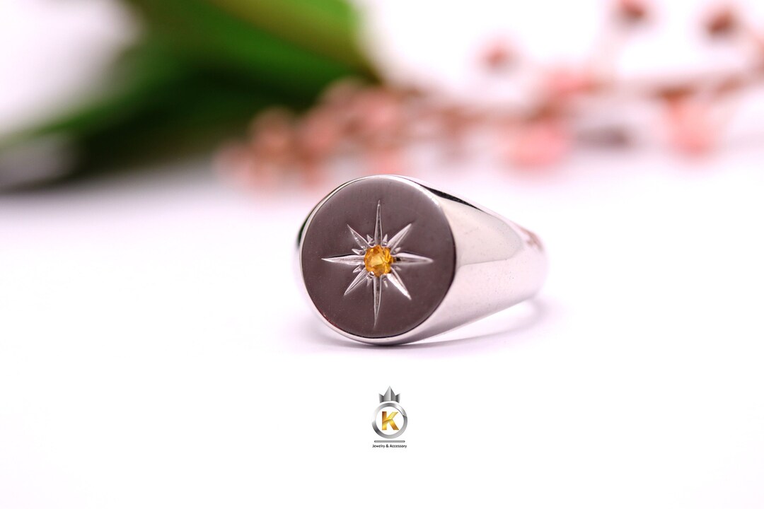 Yellow Star Ring Shinny Star Ring Silver Star Ring Yellow Sapphire ...