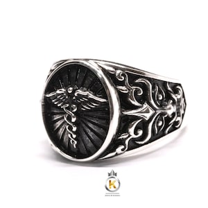 Caduceus Ring Silver Caduceus Ring Silver 925 Caduceus Medical Sign ...