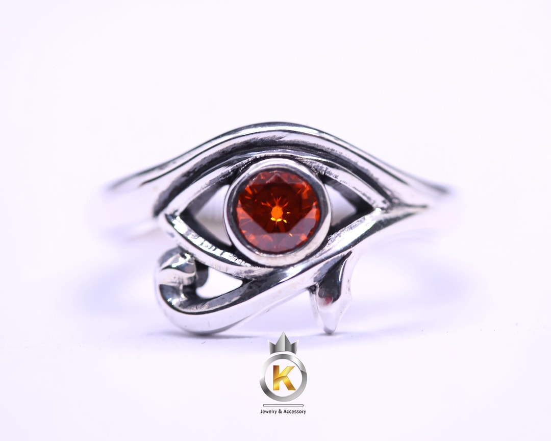 Eye of Horus Ring Orange Eye of Horus Ring Egypt Eye Ring Silver Ring Silver 925 Orange CZ - Etsy