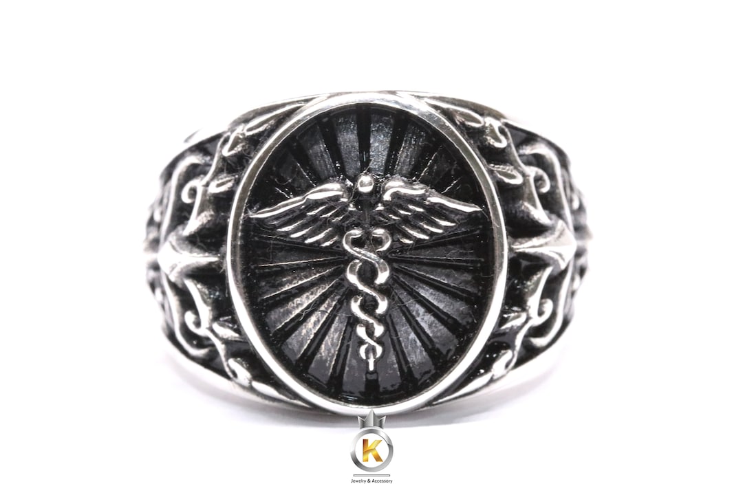 Caduceus Ring Silver Caduceus Ring Silver 925 Caduceus Medical Sign Ring - Etsy