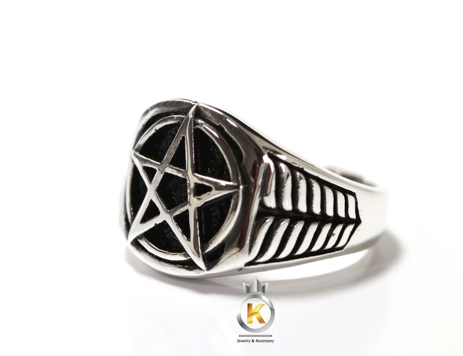 Pentagram Ring Silver Pentagram Star Pentagon Ring Symbol of - Etsy UK