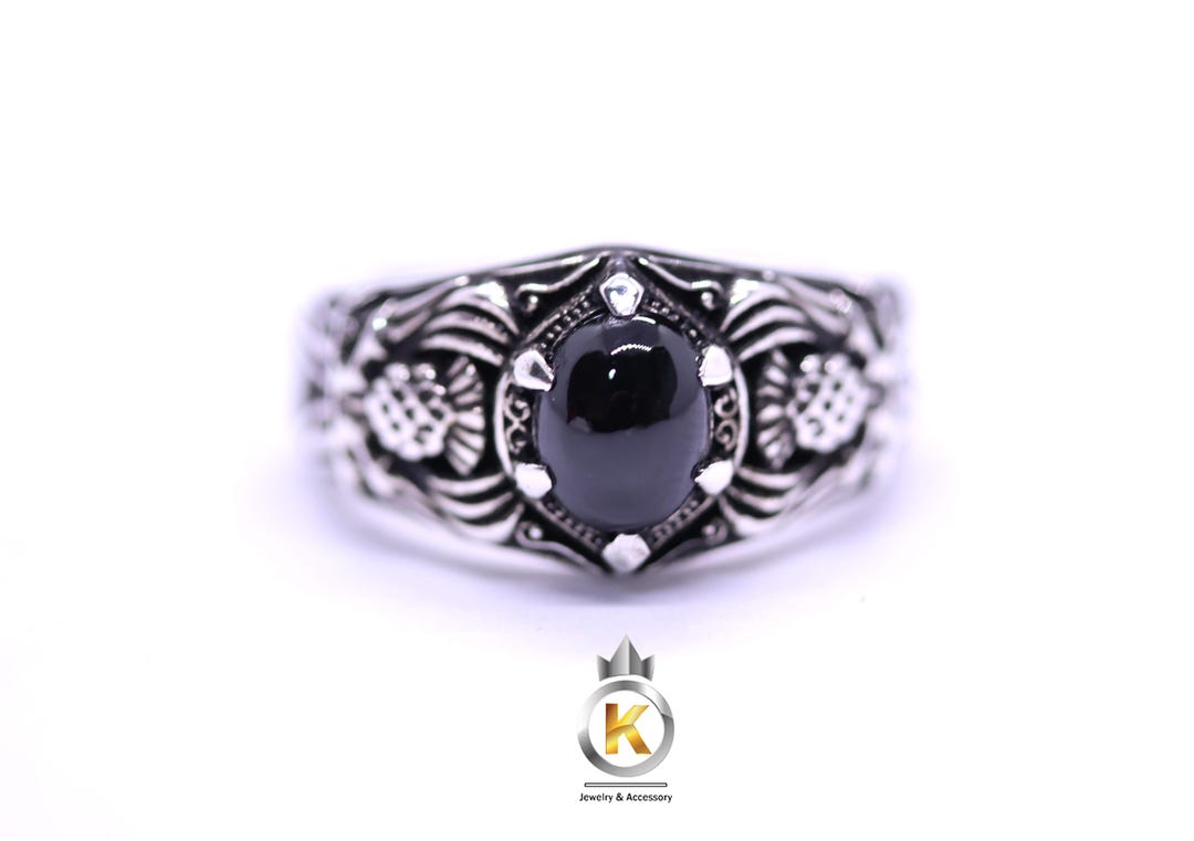 Black Opium Ring Black Onyx Statement Ring Silver Opium Ring Silver 925 ...