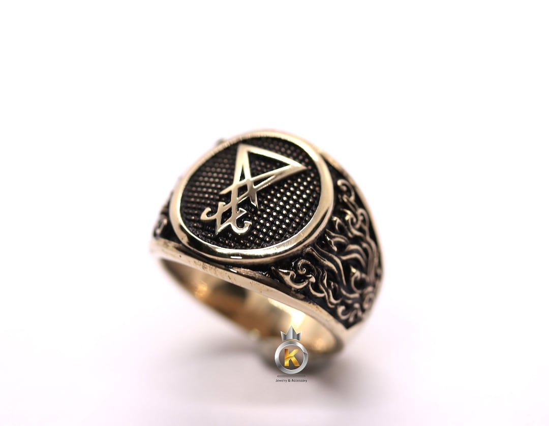 Brass Lucifer Ring Brass Ring Sigil of Lucifer Ring Brass Jewelry ...