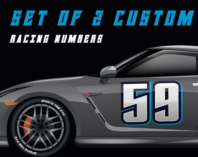 SET OF 2 Custom Race Numbers Custom Number Decals Racing Car Decal ...