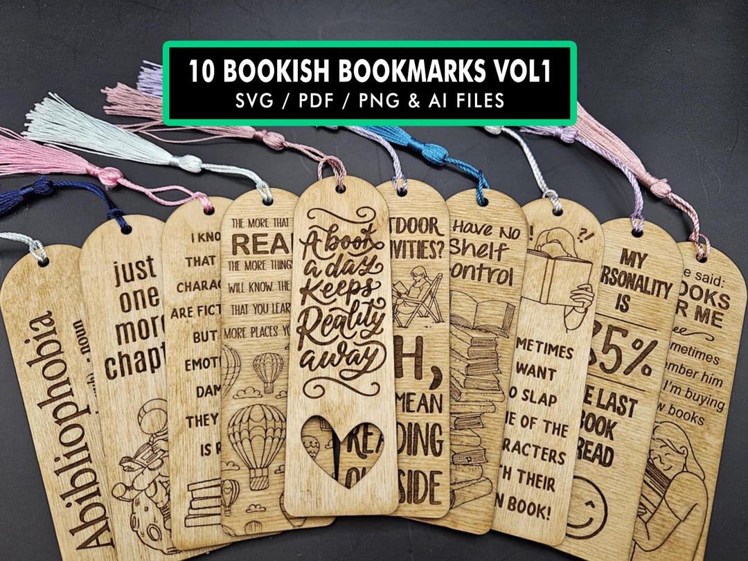 10 Bookish Bookmarks VOL1, Funny Bookmarks, Snarky Bookmarks Wooden ...