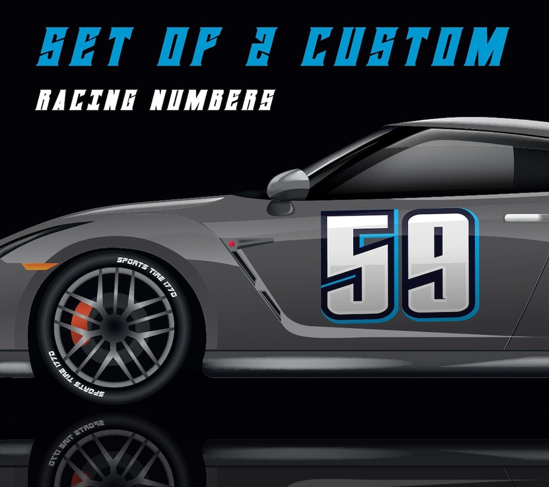 SET OF 2 Custom Race Numbers - Custom Number Decals - Racing - Car ...