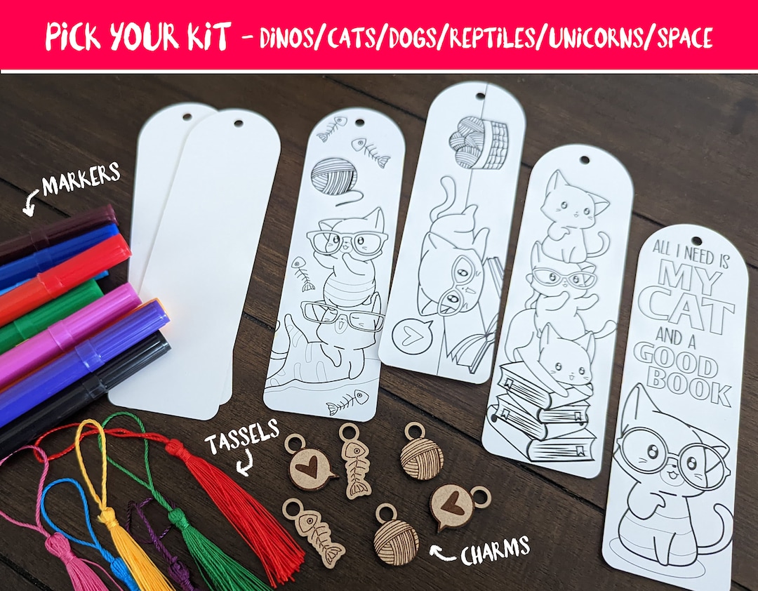 Kids Bookmark Kit DIY Bookmark Kits Color Your Own Bookmark DIY ...
