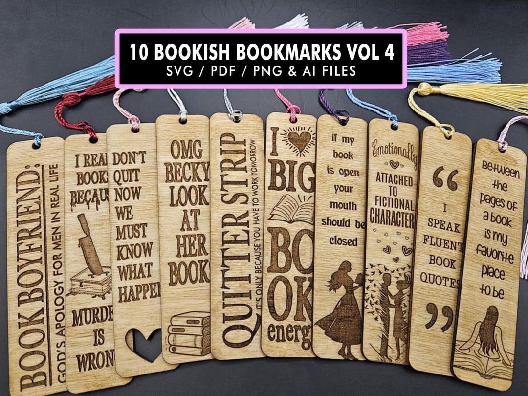 10 Bookish Bookmarks VOL4, Funny Bookmarks, Snarky Bookmarks Wooden ...
