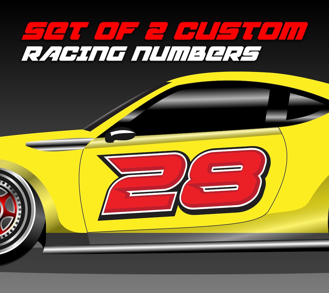 SET OF 2 Custom Race Numbers - Custom Number Decals - Racing - Car ...
