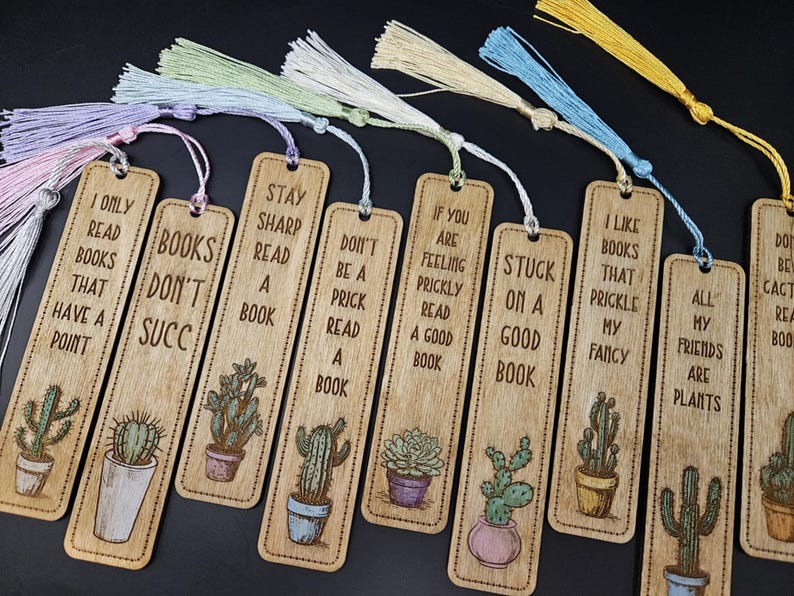 10 Succulent Bookmarks, Cactus Bookmarks, Funny Bookmarks, Files for ...