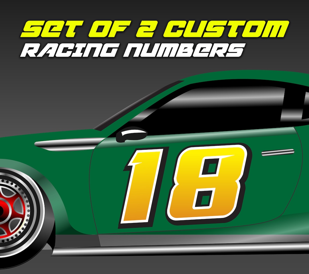 SET OF 2 Custom Race Numbers Custom Number Decals Racing Car Decal ...
