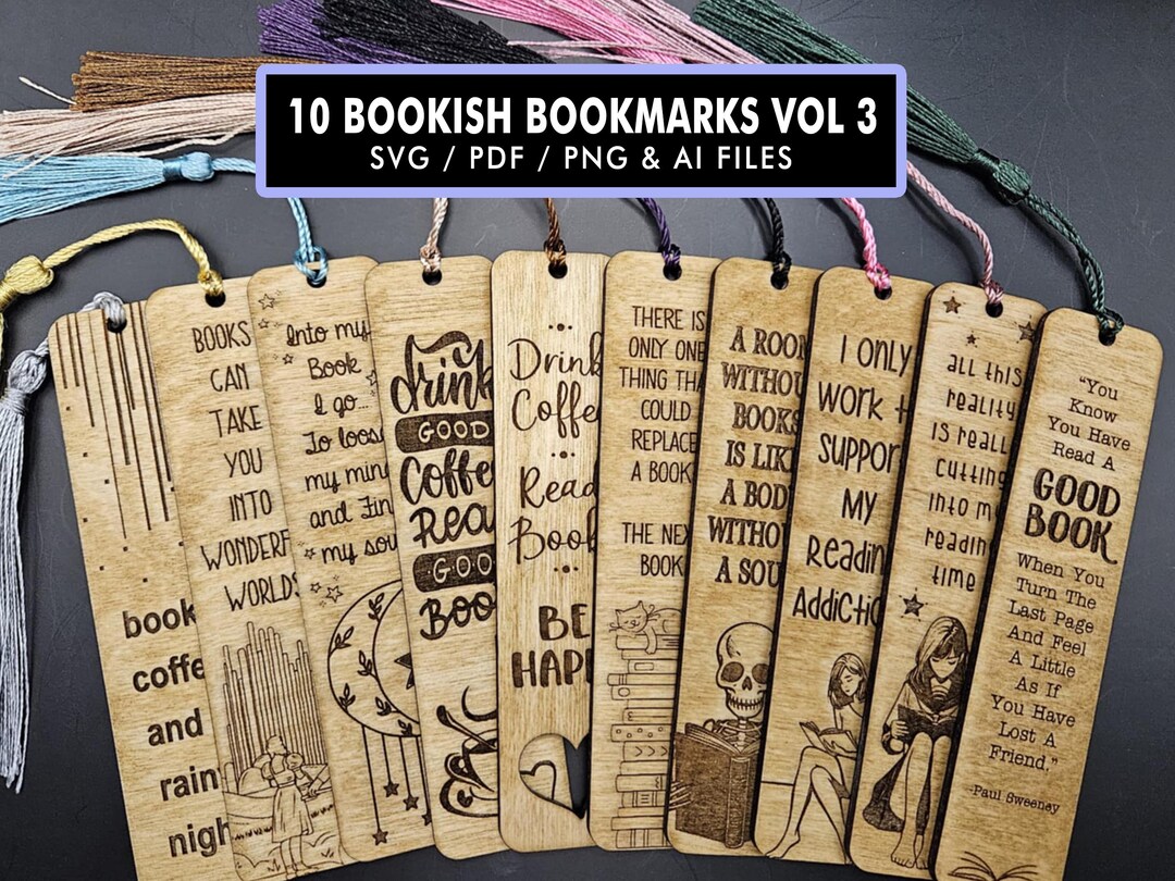 10 Bookish Bookmarks VOL3, Landscape Bookmarks, Wooden Bookmarks, Files ...