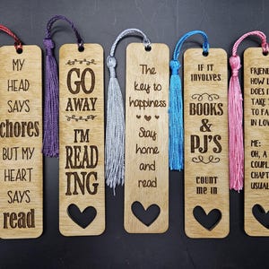 10 Bookish Bookmarks VOL2, Funny Bookmarks, Snarky Bookmarks Wooden ...