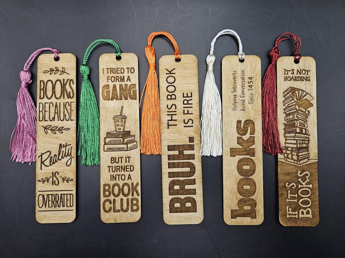 10 Bookish Bookmarks VOL2, Funny Bookmarks, Snarky Bookmarks Wooden ...