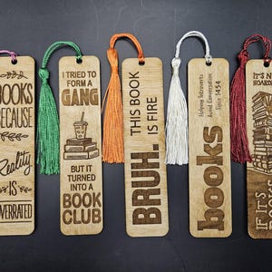 10 Bookish Bookmarks VOL2, Funny Bookmarks, Snarky Bookmarks Wooden ...