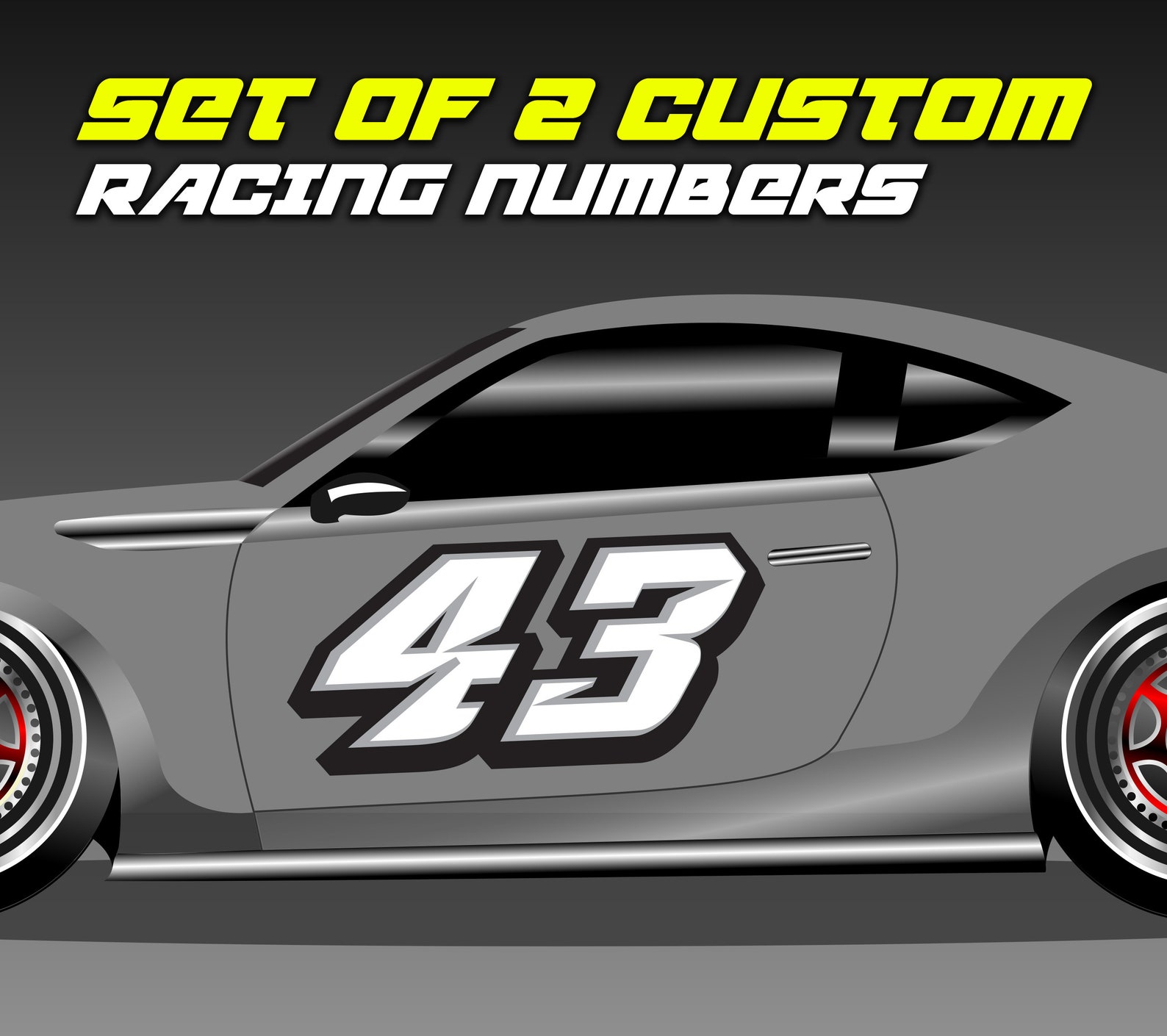 SET OF 2 Custom Race Numbers - Custom Number Decals - Racing - Car ...