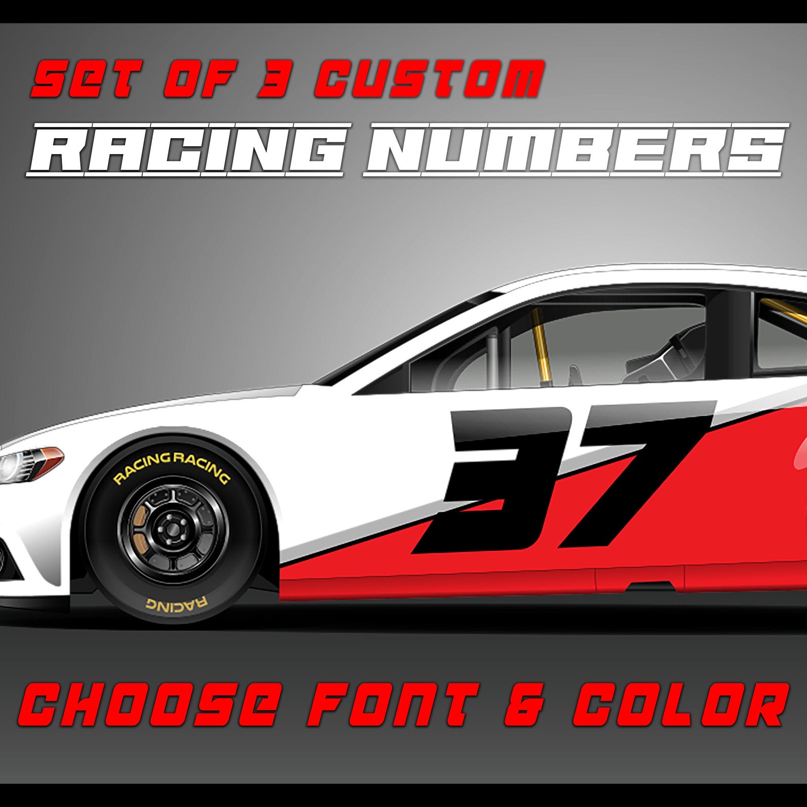 3x Custom Race Numbers Custom Number Decals Racing Car | Etsy