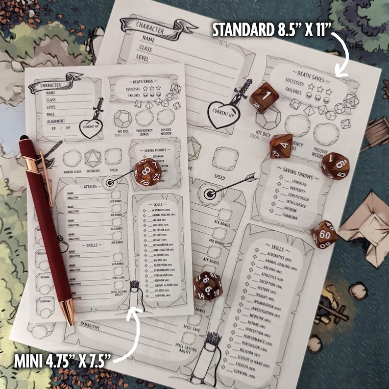 30 Character Sheets Padded - Paper Character Sheets Pack - DND - TT RPG ...