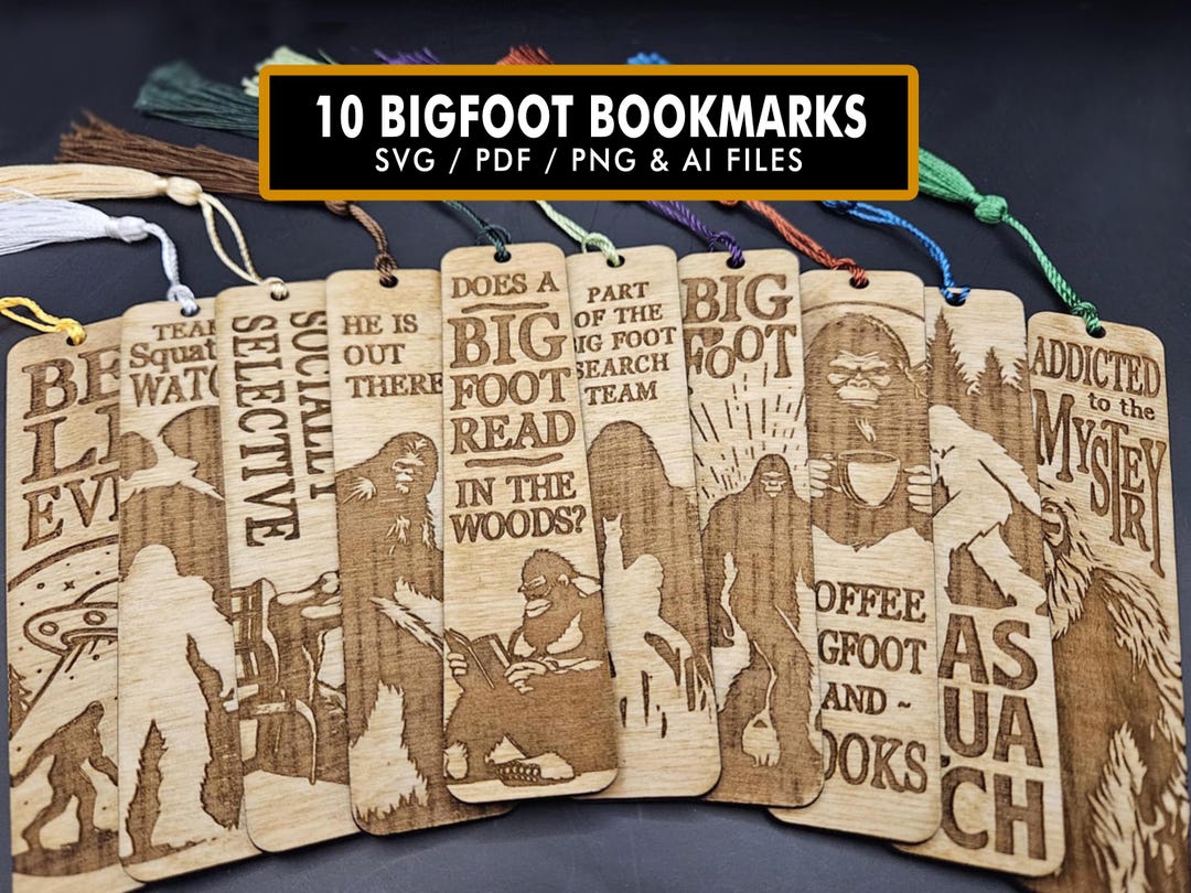 10 Bigfoot Bookmarks, Funny Bookmarks, Snarky Bookmarks Wooden ...