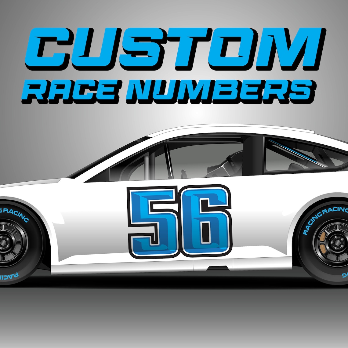 SET OF 2 Custom Race Numbers Custom Number Decals Racing Car Decal ...