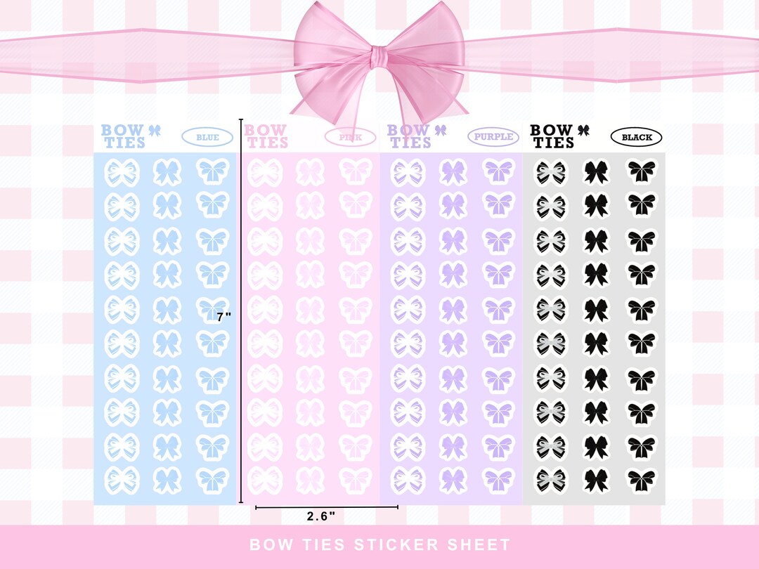 Kawaii Bow Ties Sticker Sheet, Kpop Toploader Deco Sticker Sheet ...