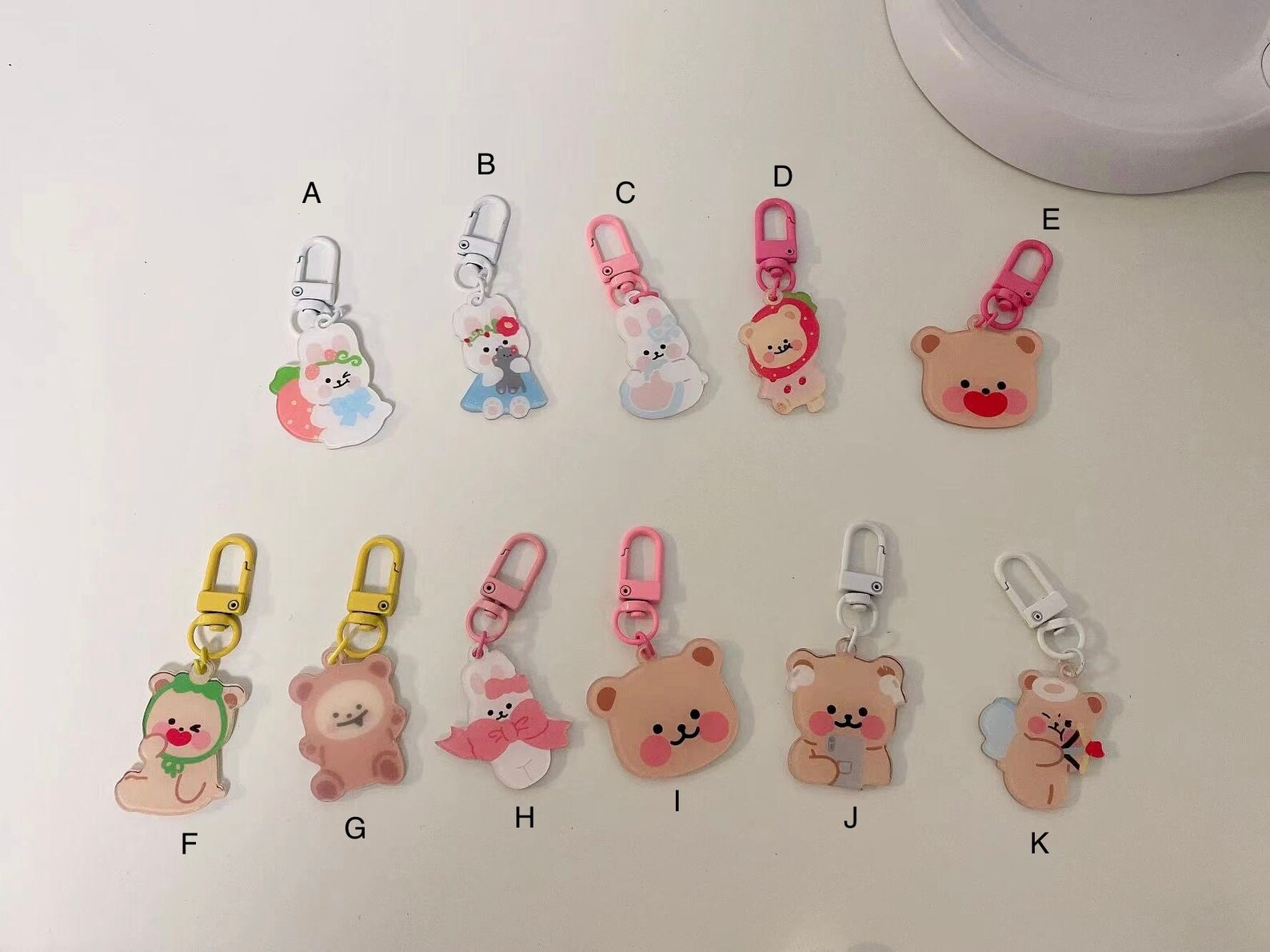 Kawaii Bunny Bear Keychain Cute Acrylic Keyring Mini Photo - Etsy