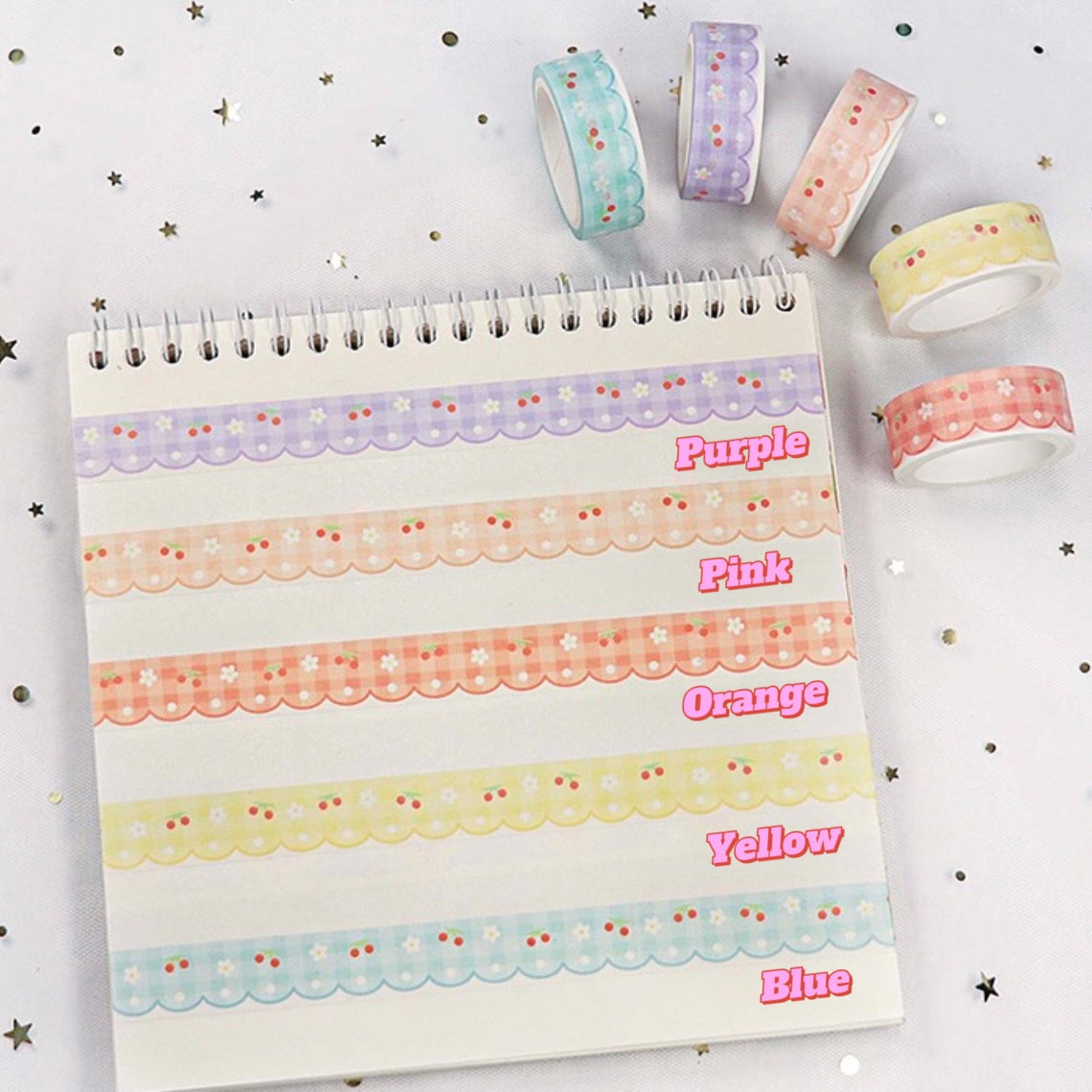 Kawaii Cherry Washi Tape Grid Washi Tape Scrapbooking Deco - Etsy