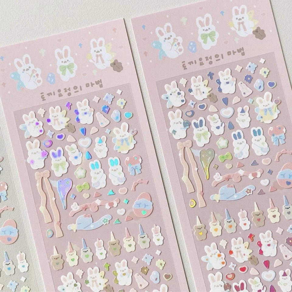 Kawaii Bear and Bunny Deco Stickers Photo Card Deco Stickers - Etsy