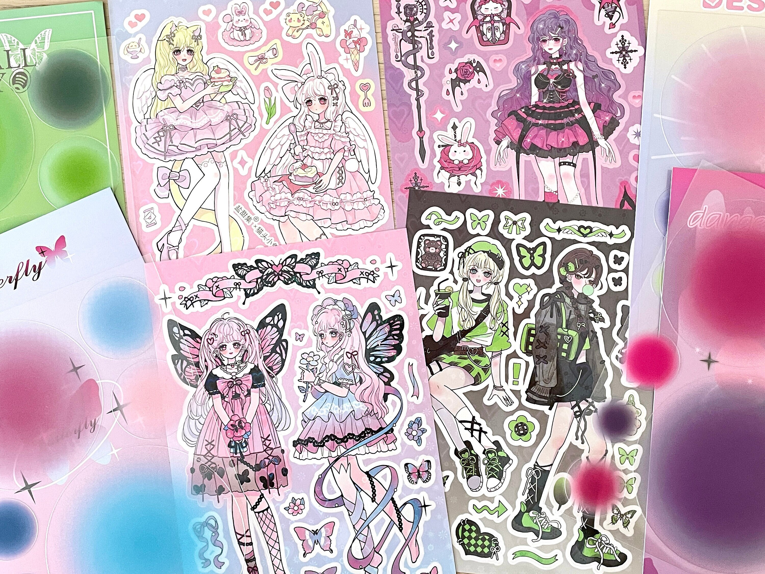 2 Pcs Kawaii Anime Girl Deco Sticker Sheets Dessert Angel - Etsy