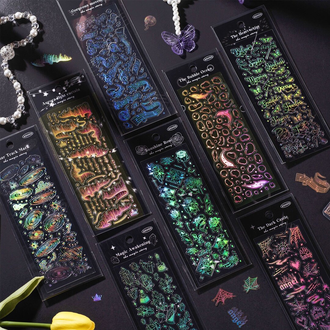 Hologram Kpop Toploader Deco Sticker Sheet, Music Notes, Bubble Ocean ...