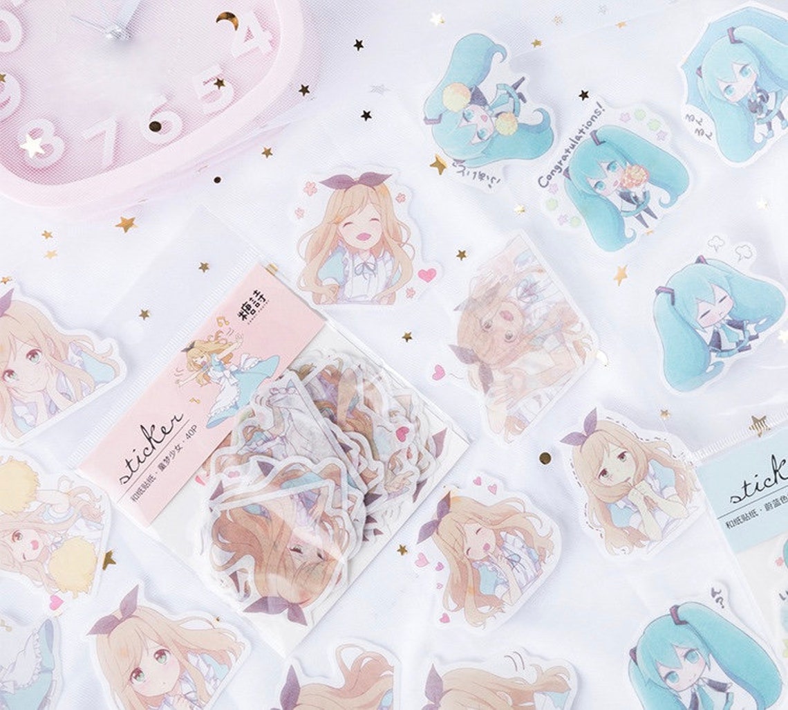 40 Pcs Cute Girl Sticker Card Making Stickers - Etsy