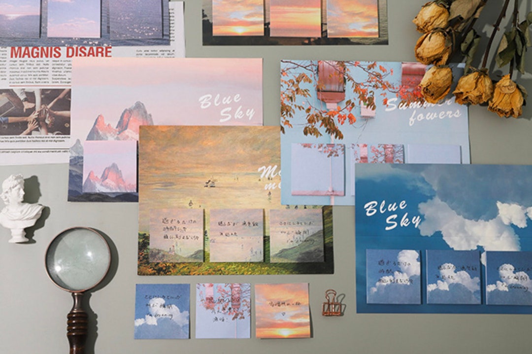 Nature Scenery Sticky Note, Sun Rise Sticky Note Pad, Blue Sky Cloud ...