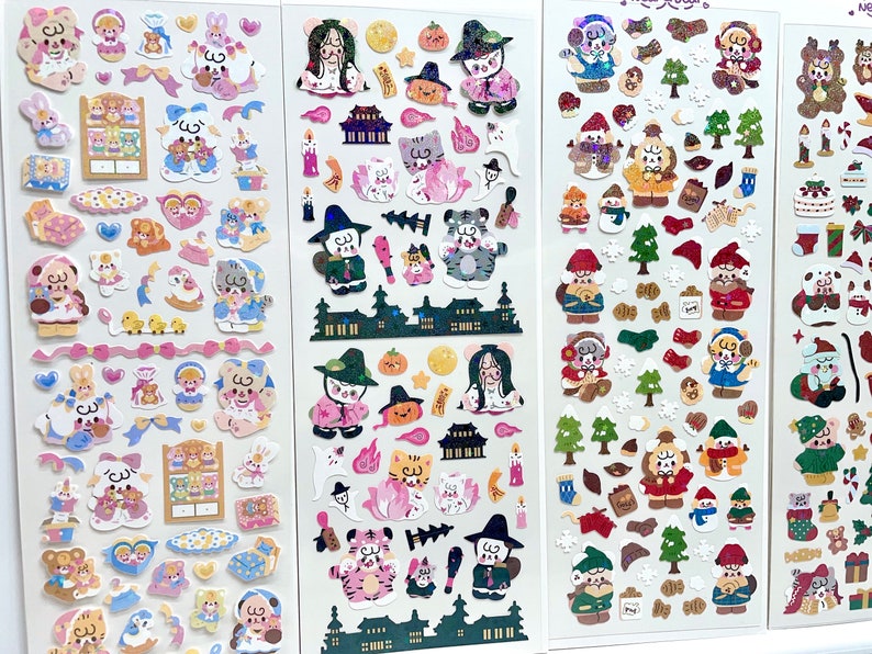 Kpop Toploader Deco Stickers Kawaii Bunny Bear Sticker Sheet - Etsy