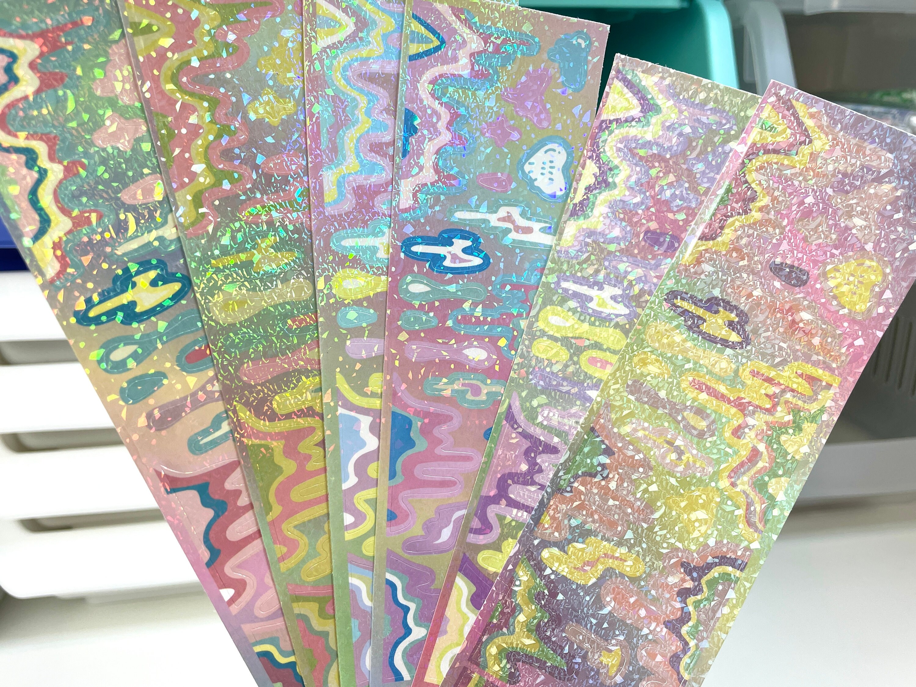 Bling Bling Toploader Sticker Sheet/ Pastel Glitter Wave Deco - Etsy