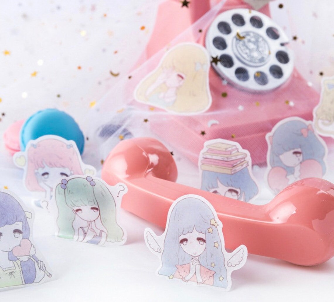 40 Pcs Cute Girl Sticker Card Making Stickers - Etsy